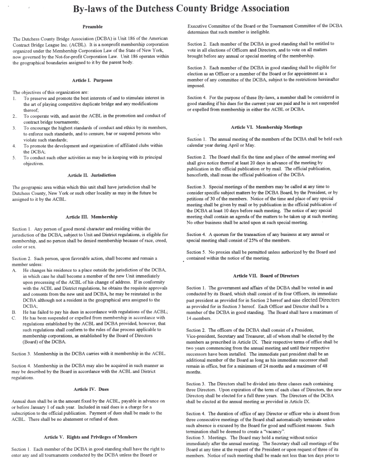 Bylaws - Hudson River Bridge Club
